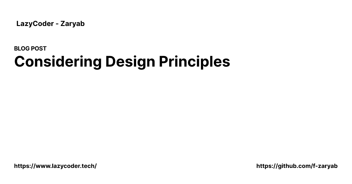 Considering Design Principles